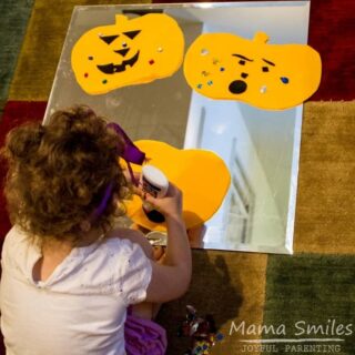 Jack O’ Lantern mask from a paper plate - Mama Smiles - Joyful Parenting