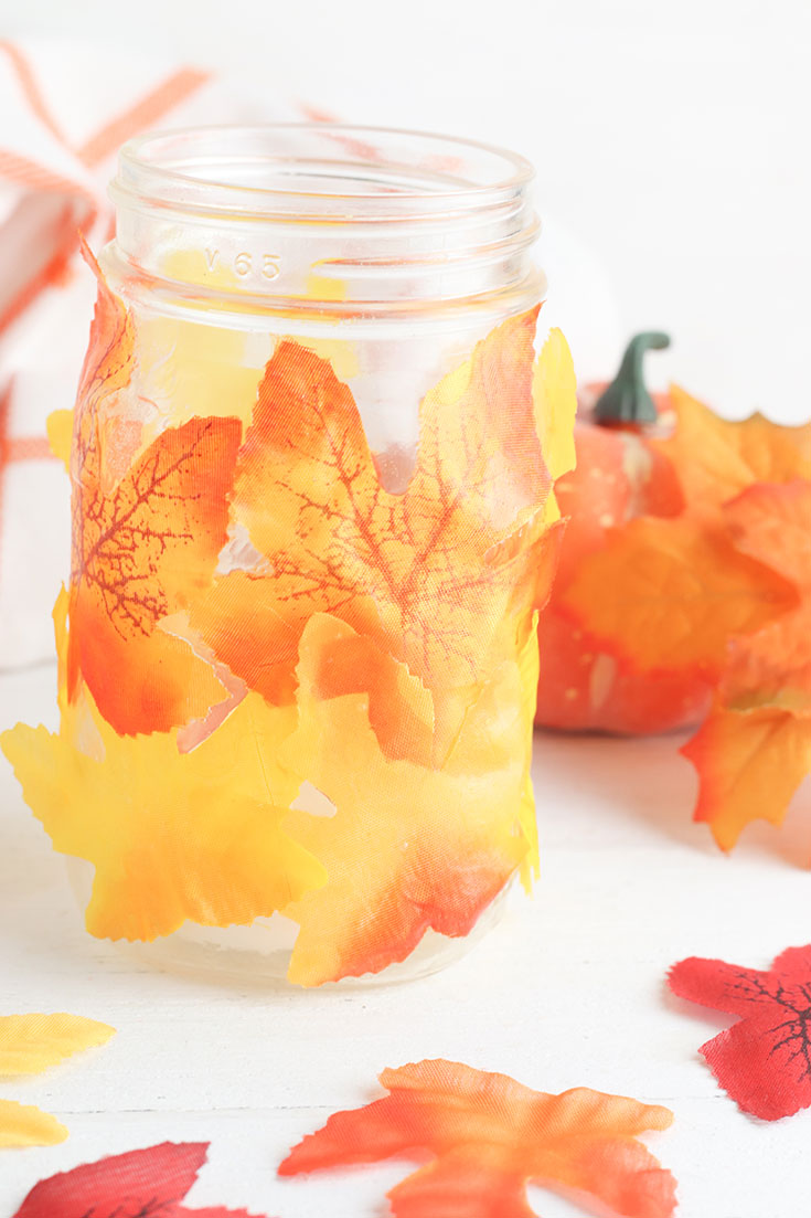 Easy Leaf Mason Jar Lantern Craft - Mama Smiles - Joyful Parenting