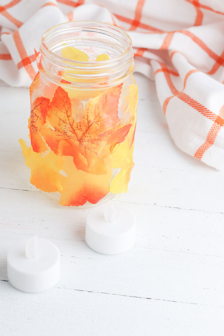 Easy Leaf Mason Jar Lantern Craft - Mama Smiles - Joyful Parenting